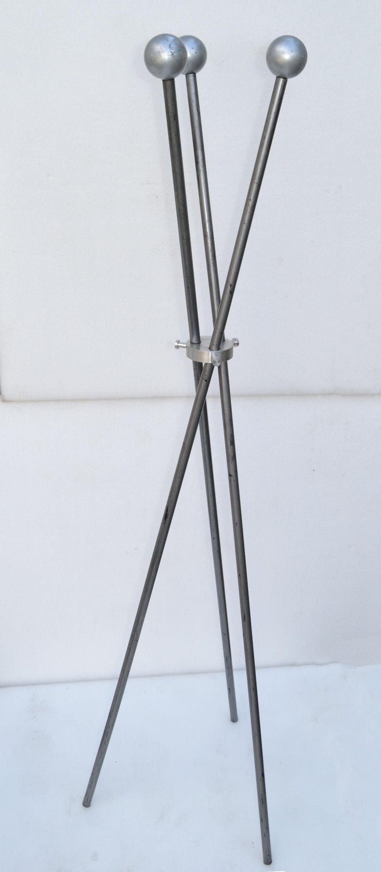 Silver Finish Tripod Coat Stand Hat Rack Space Age Mid-Century Modern ...