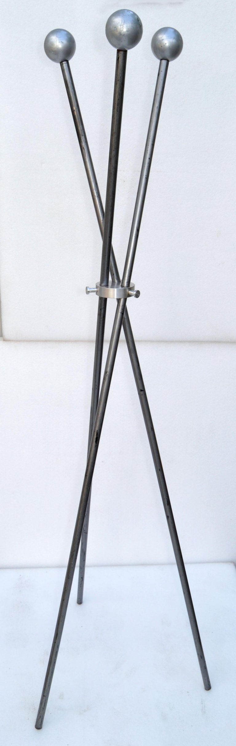 Silver Finish Tripod Coat Stand Hat Rack Space Age Mid-Century Modern ...