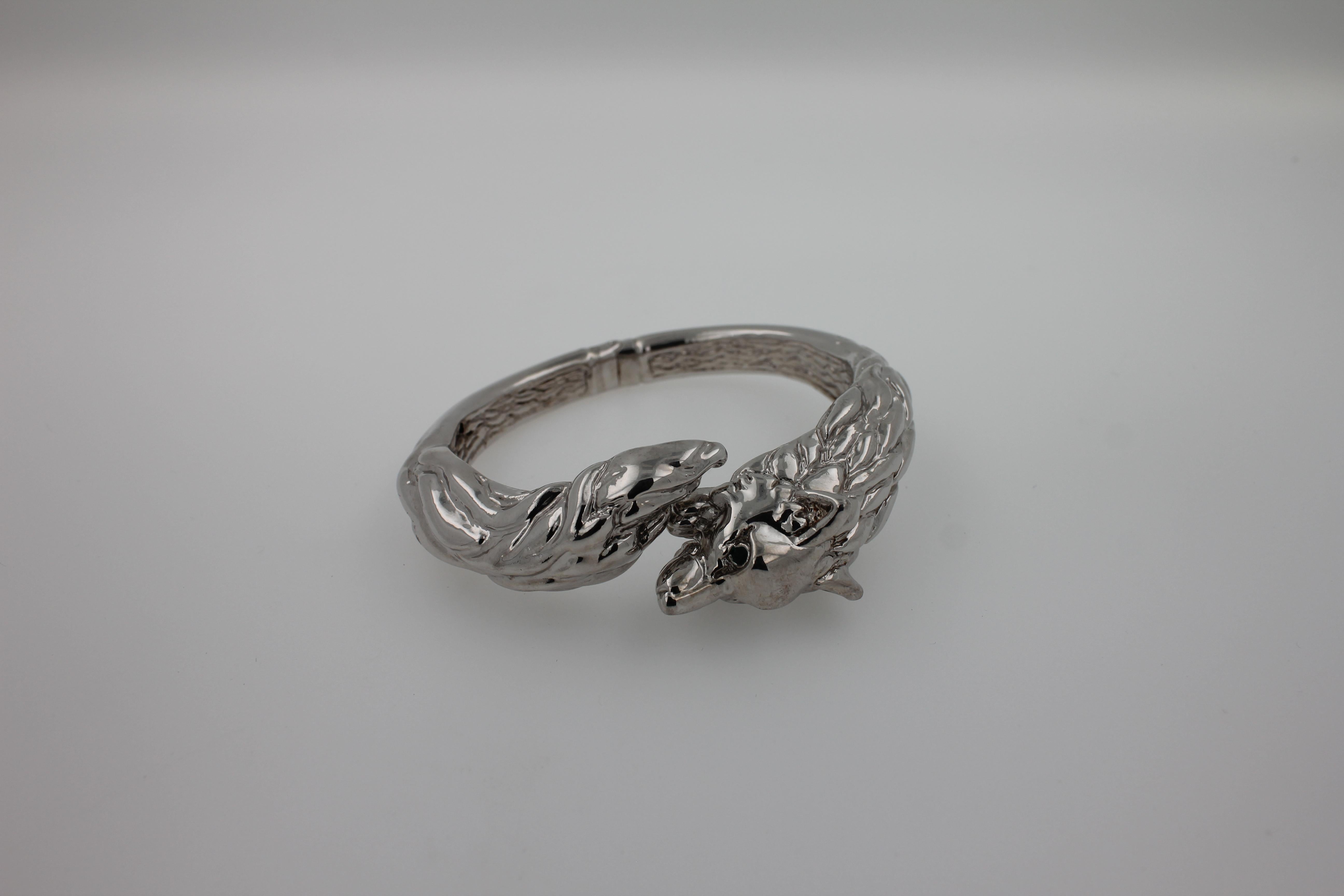 Silver Fox Animal Nature Hug Statement Bangle Cuff Bracelet For Sale at ...
