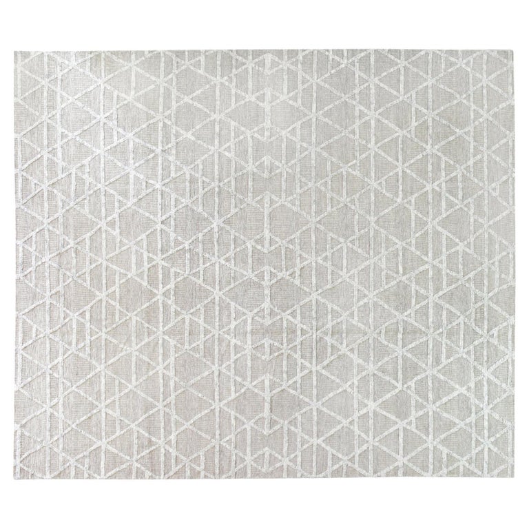 Silver Geometric Design Area Rug For Sale at 1stDibs