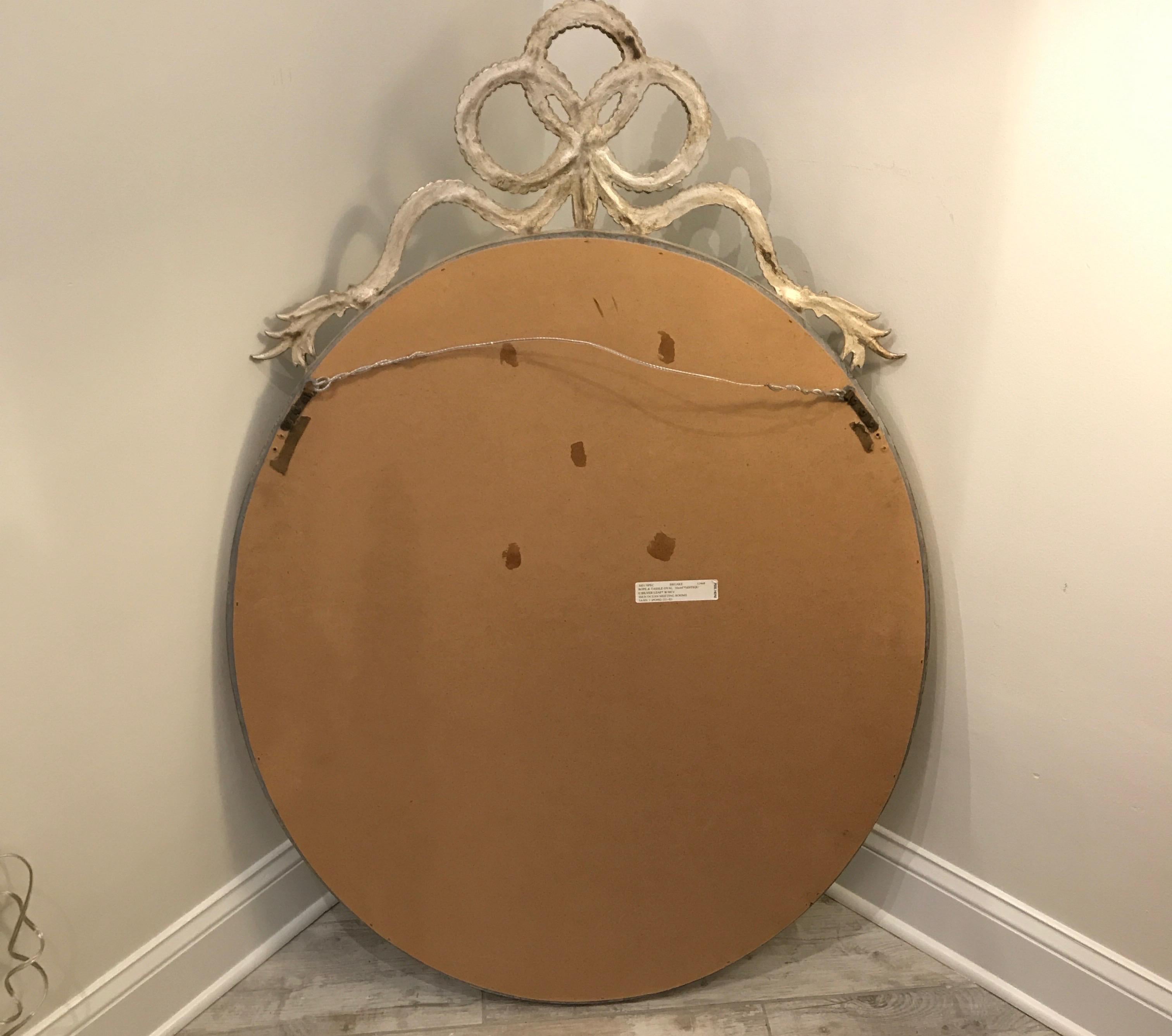 Silver Gilded Carved Rope Oval Mirror by Carver’s Guild at 1stDibs