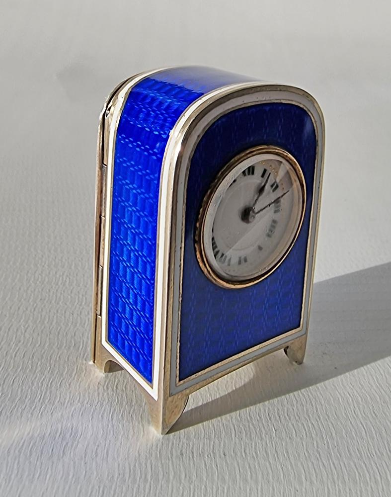 Silver Gilt and Guilloche Enamel Sub Miniature Carriage or Boudoir ...