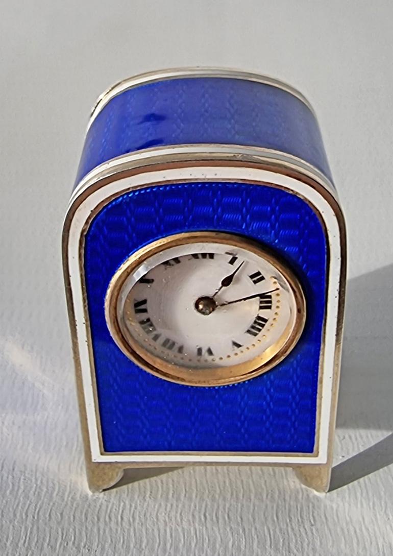 Silver Gilt and Guilloche Enamel Sub Miniature Carriage or Boudoir ...