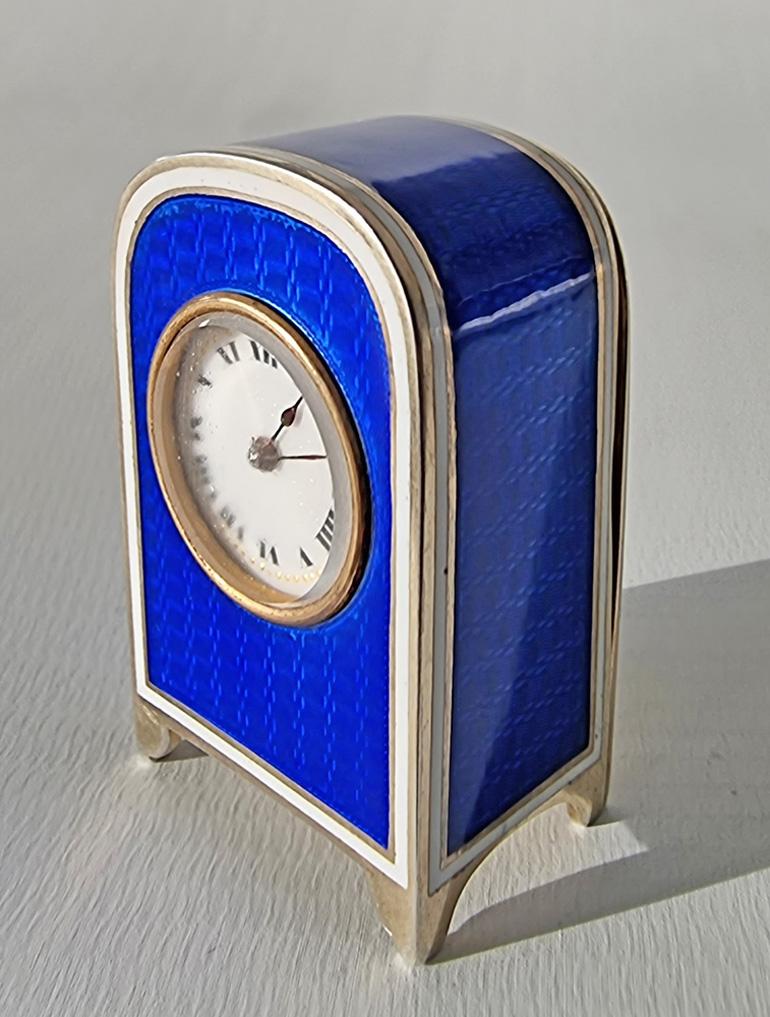Silver Gilt and Guilloche Enamel Sub Miniature Carriage or Boudoir ...