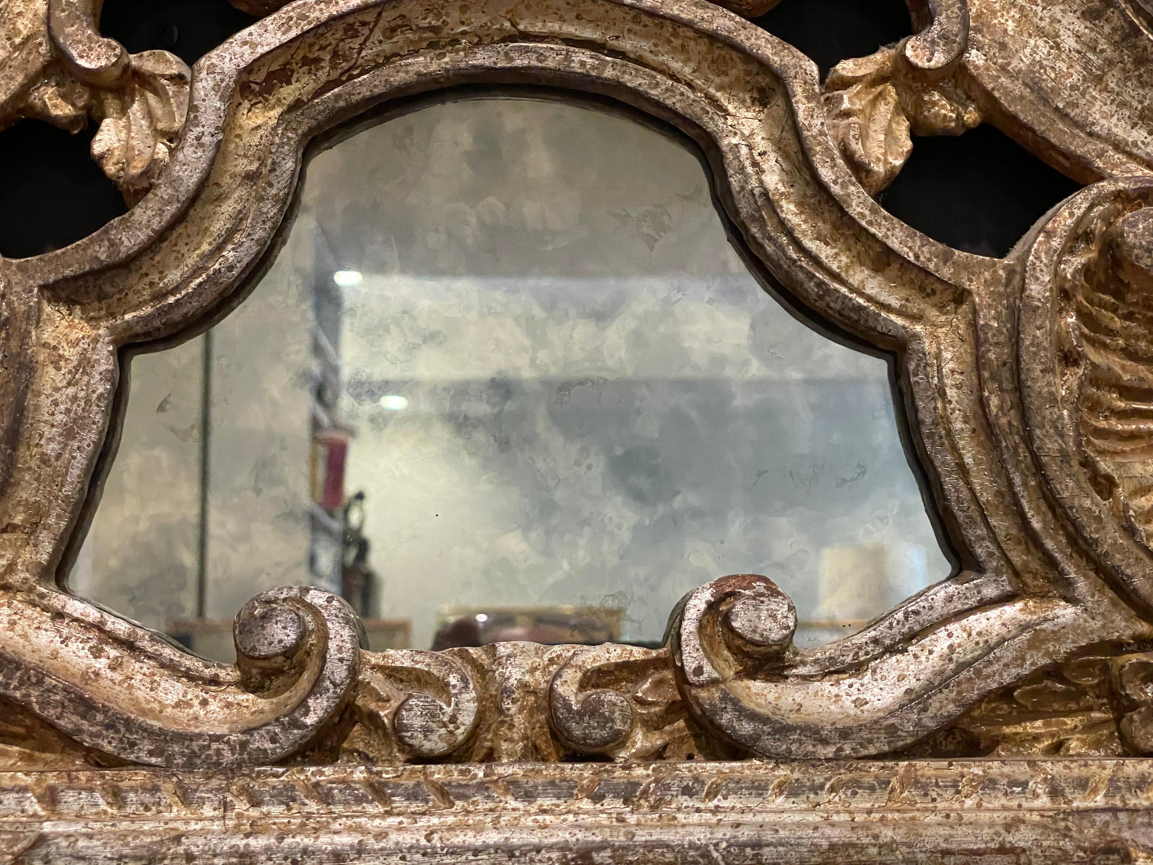 Silver Gilt Carved Venetian Rococo Mirror For Sale at 1stDibs
