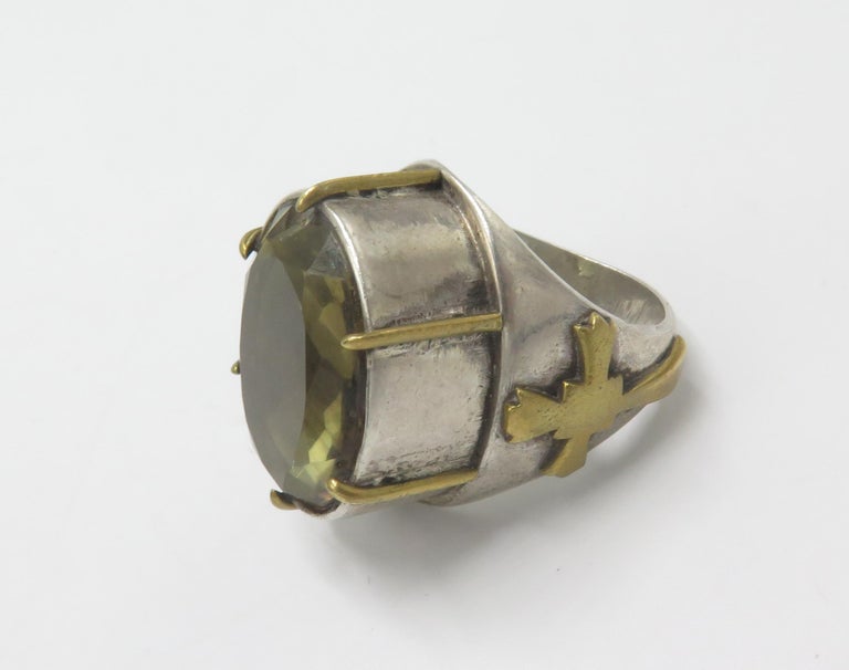 Silver and Gold Citrine Antique Bishops Ring at 1stDibs | bishops rings