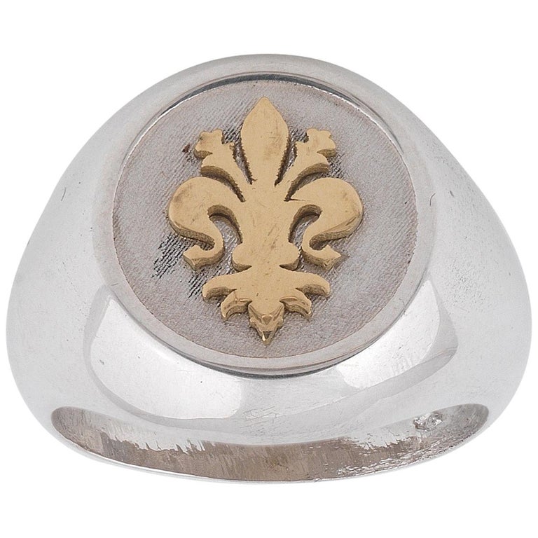 Silver Gold Lily of Florence Signet Ring at 1stDibs | lily signet ring ...
