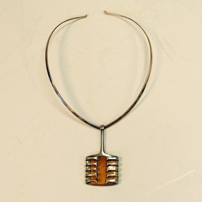 Silver Harp Pendant with Yellow Enamel by Bjørn Sigurd Østern 1966 ...