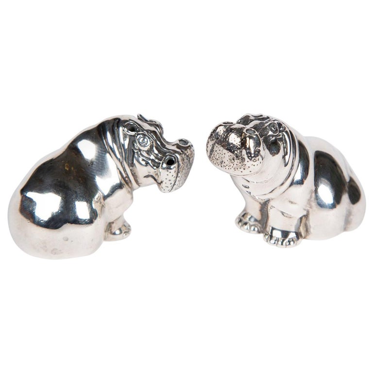 Silver Hippopotamus Salt and Pepper Shakers at 1stDibs