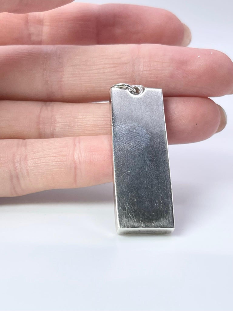 Silver Ingot Pendant Heavy 30gr Rectangular Mens Pendant Trade Marked ...