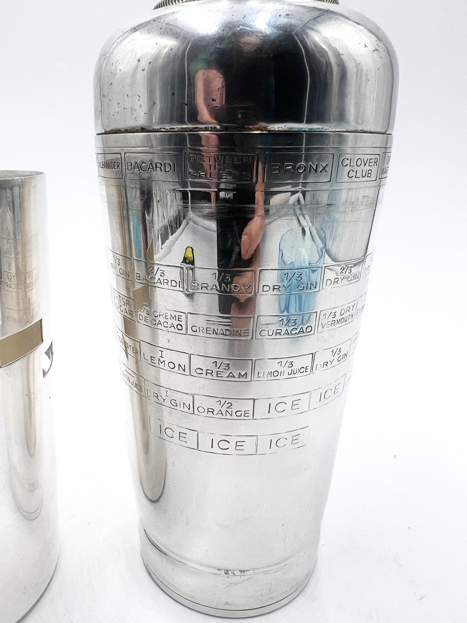 Silver Italian Metal Shaker with 60's Drink Guide at 1stDibs