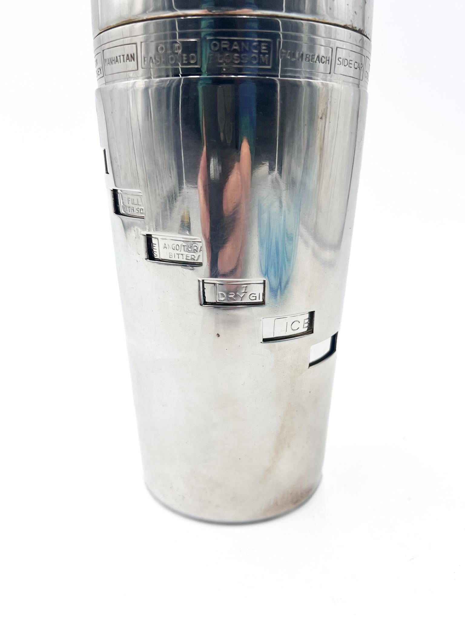 Silver Italian Metal Shaker with 60's Drink Guide at 1stDibs