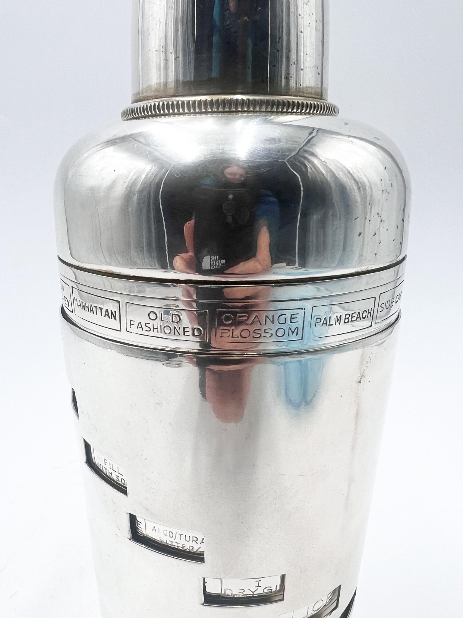 Silver Italian Metal Shaker with 60's Drink Guide at 1stDibs