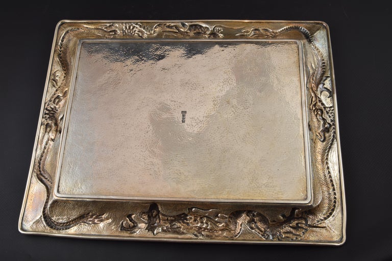Silver Japanese Tray, with Hallmarks, 19th-20th Century at 1stDibs