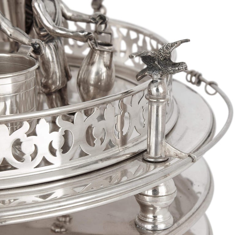 Silver Jewish Multi-Tiered Passover Seder Tray For Sale at 1stDibs