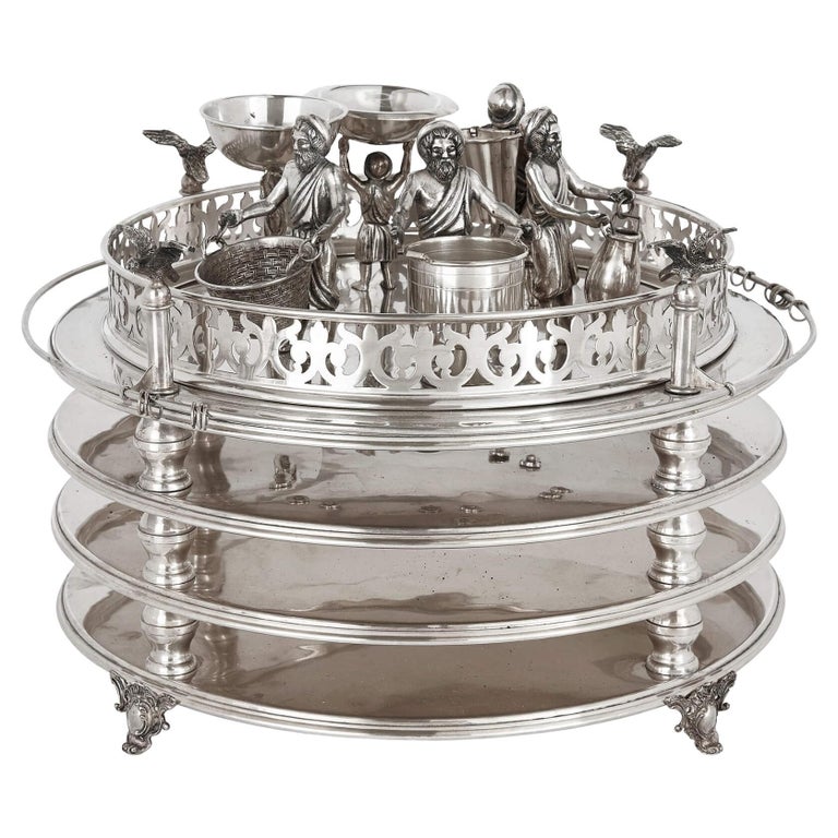 Silver Jewish Multi-Tiered Passover Seder Tray For Sale at 1stDibs