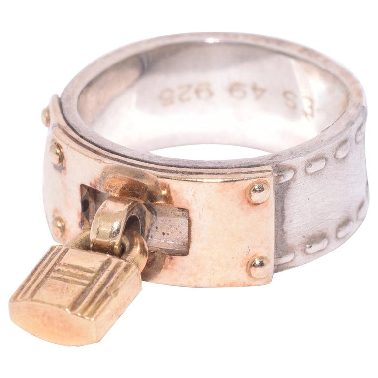 Silver Kelly Lock Ring by Hermès For Sale at 1stDibs | hermes lock ring ...