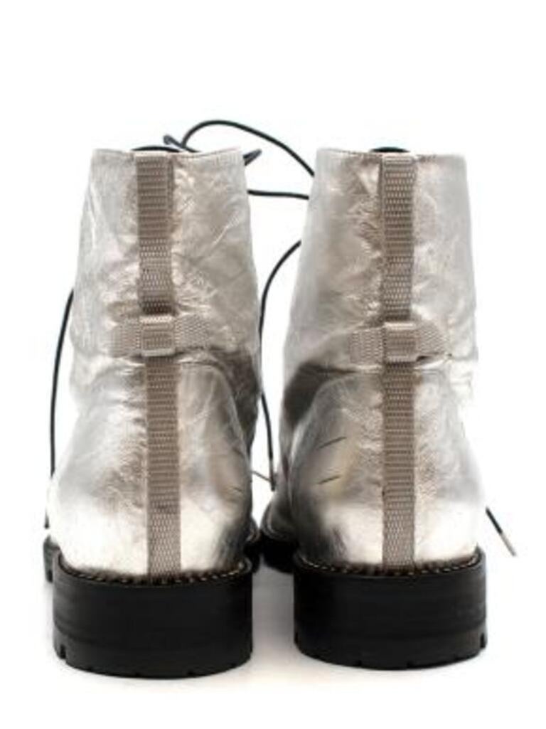 Silver Lace Up Biker Boots with Crystals For Sale at 1stDibs