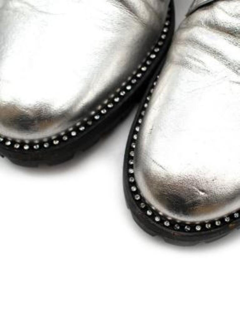 Silver Lace Up Biker Boots with Crystals For Sale at 1stDibs