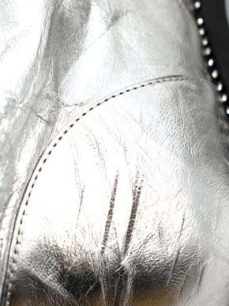 Silver Lace Up Biker Boots with Crystals For Sale at 1stDibs