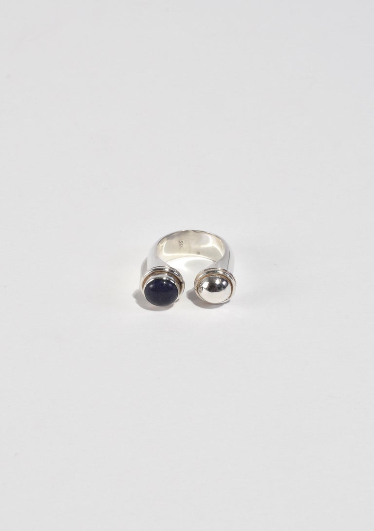 Silver Lapis Dome Ring For Sale at 1stDibs