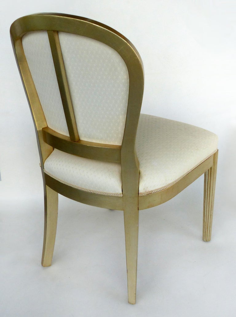 Silver Leaf Dining Chairs with Fluted Legs, Set of 4 at 1stDibs