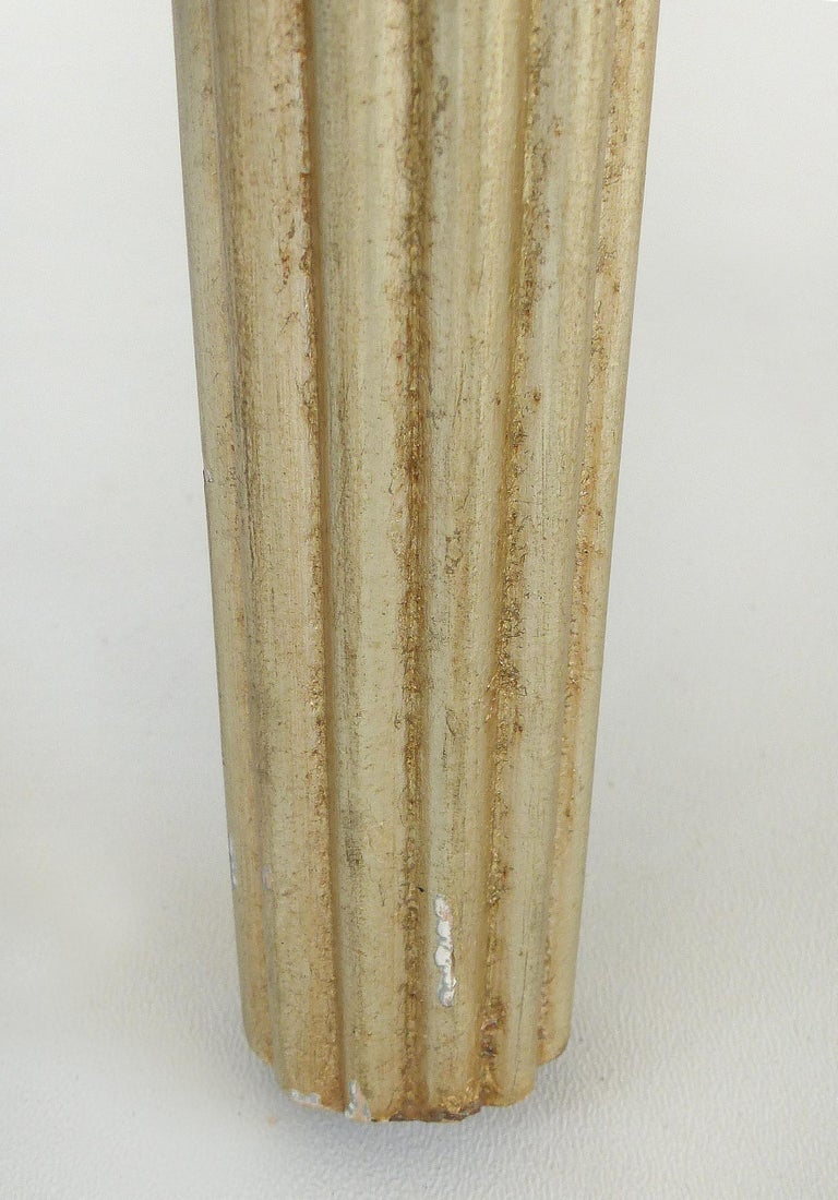 Silver Leaf Dining Chairs with Fluted Legs, Set of 4 at 1stDibs