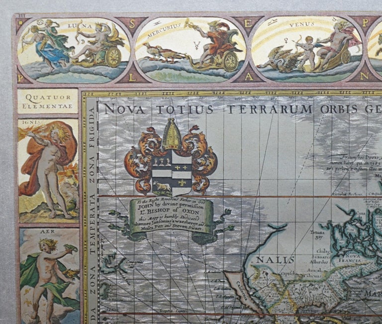 Silver Leaf Foil Wall World Map Engraving Based on the Original Moses ...