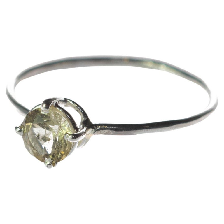 Silver Light Green Tourmaline Band Handmade Cocktail Chic Modern Ring ...