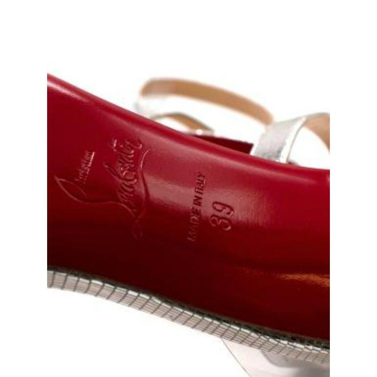Silver lizard embossed leather and PVC Jonatina heeled sandals For Sale ...