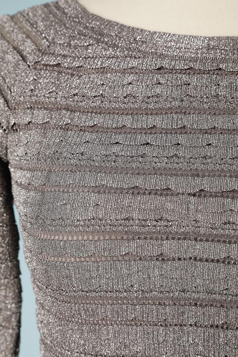 Silver lurex jersey dress with short sleeves and ruffles Christian Dior ...