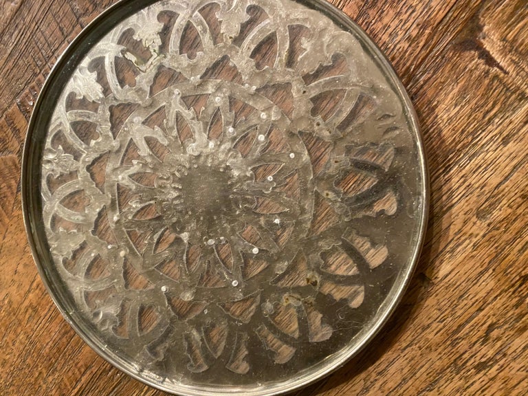 Silver Metal and Glass Trivet at 1stDibs | silver trivet