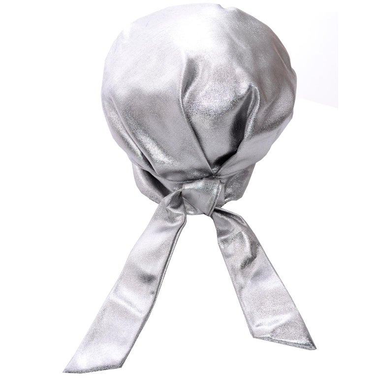 Silver Metallic Turban Style Hat from Nicholas Ungar Boutique at 1stDibs