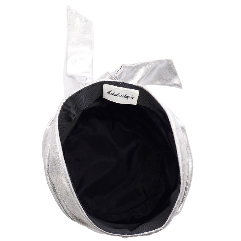 Silver Metallic Turban Style Hat from Nicholas Ungar Boutique at 1stDibs