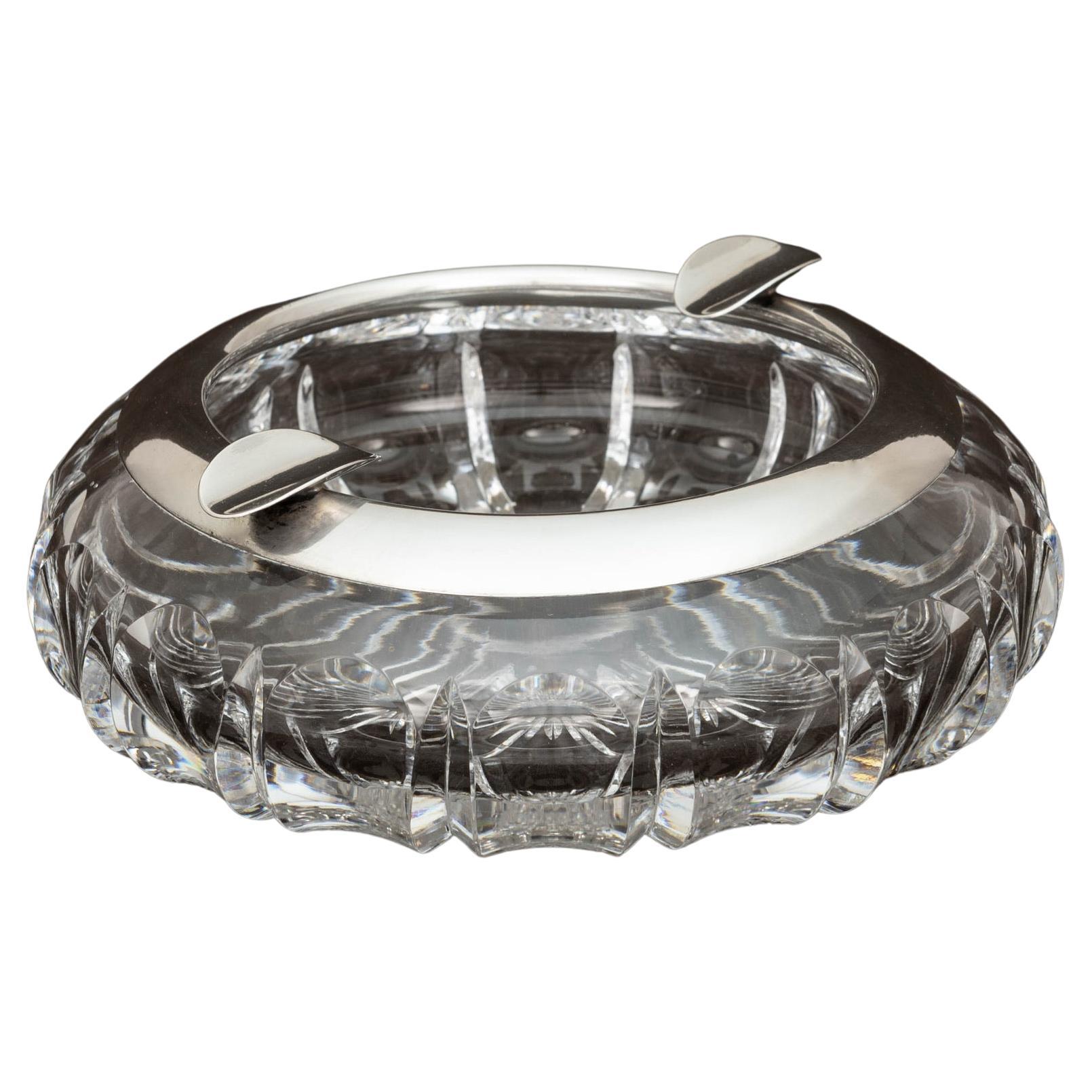 Silver Mounted Cut Glass Ashtray, circa 1935 at 1stDibs