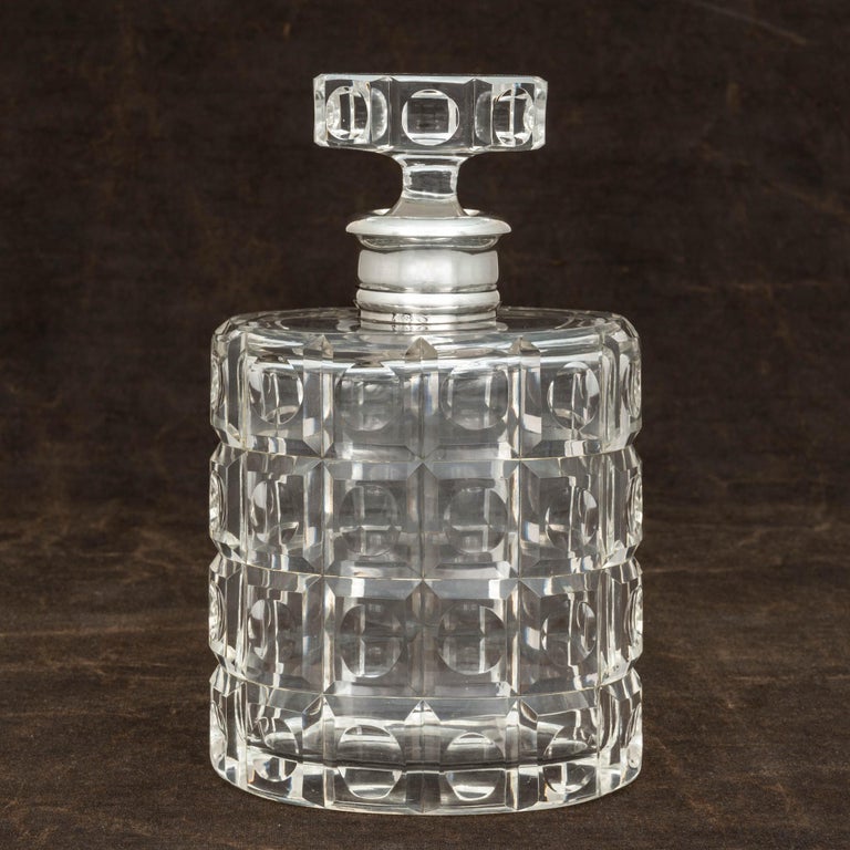 Silver Mounted Cut Glass Spirit Decanter, circa 1960 For Sale at 1stDibs
