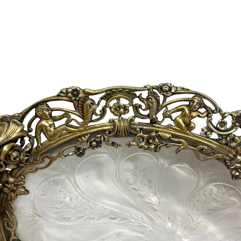 Silver Mounted Stourbridge Crystal Dish William Comyns For Sale at 1stDibs