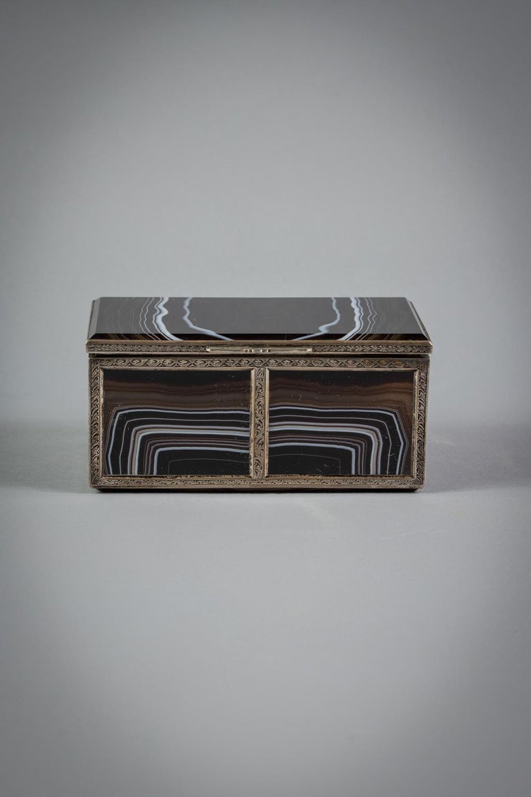 Silver Mounted Striated Agate Box, circa 1870 For Sale at 1stDibs