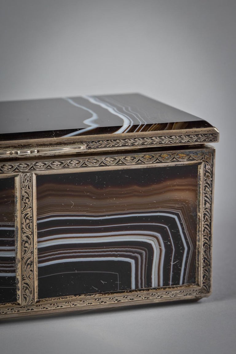 Silver Mounted Striated Agate Box, circa 1870 For Sale at 1stDibs