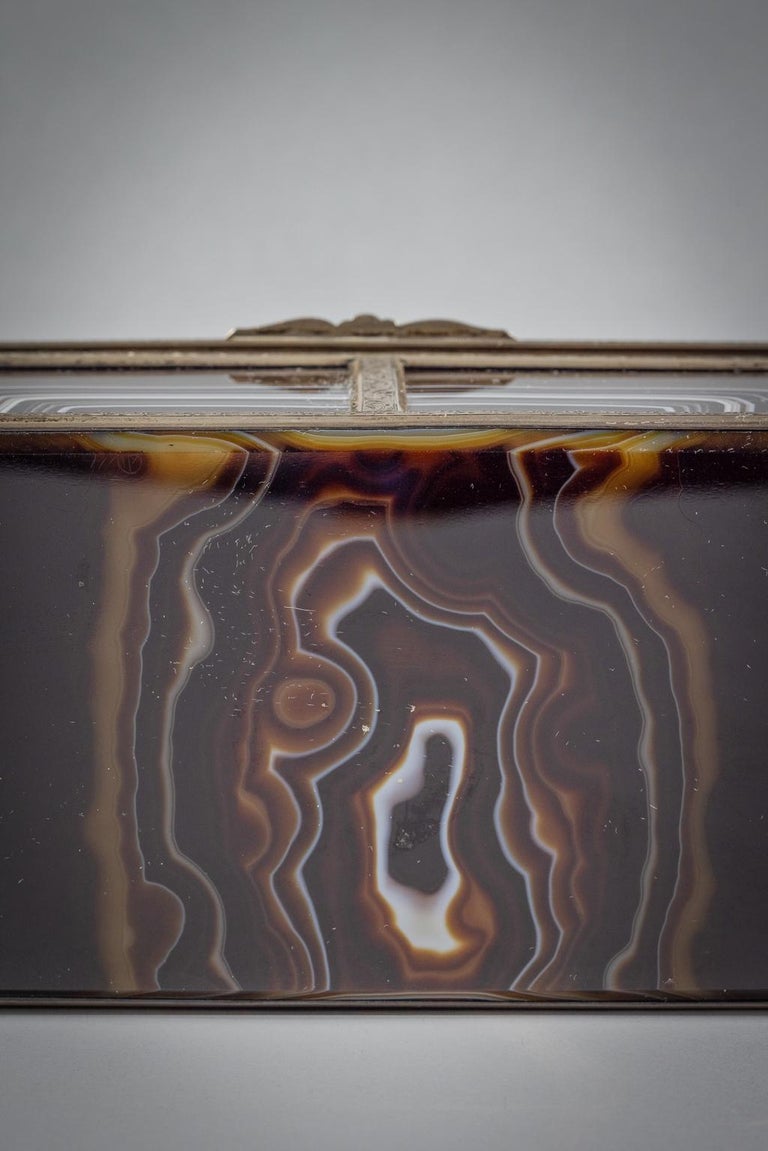 Silver Mounted Striated Agate Box, circa 1870 For Sale at 1stDibs