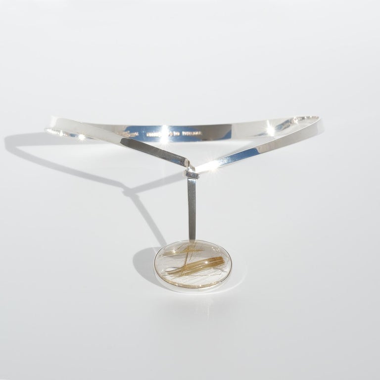 Silver Neck ring with a Cabochon Cut Rutile Quartz by Gert Thysell ...