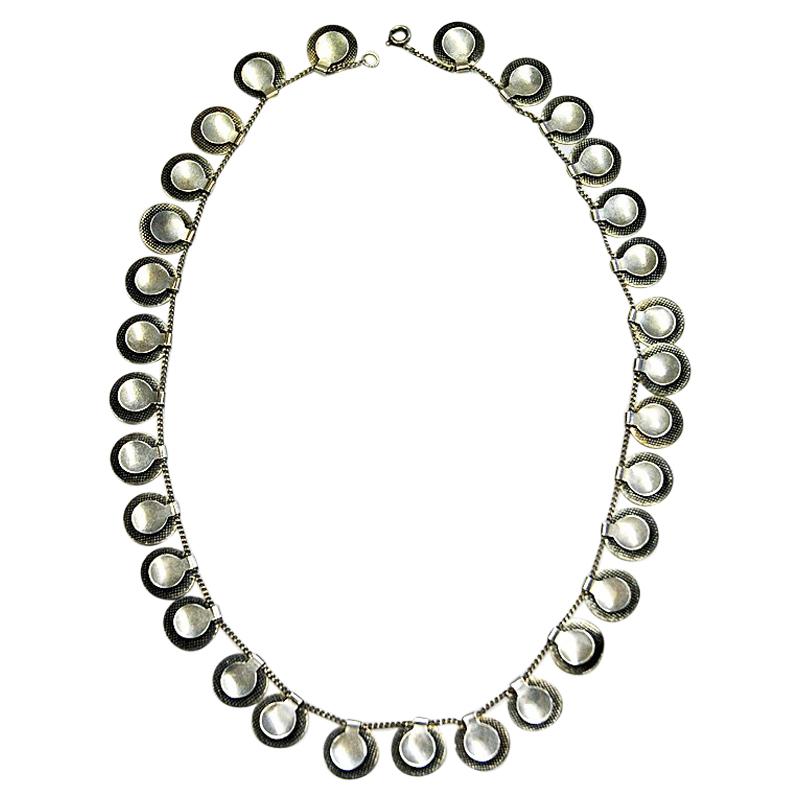 Silver vintage Necklace Guillocher Patterns by Grete P. Kittelsen 1950s ...