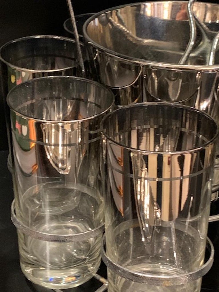 Silver Ombre Highball Set with Ice Bucket and Caddy For Sale at 1stDibs