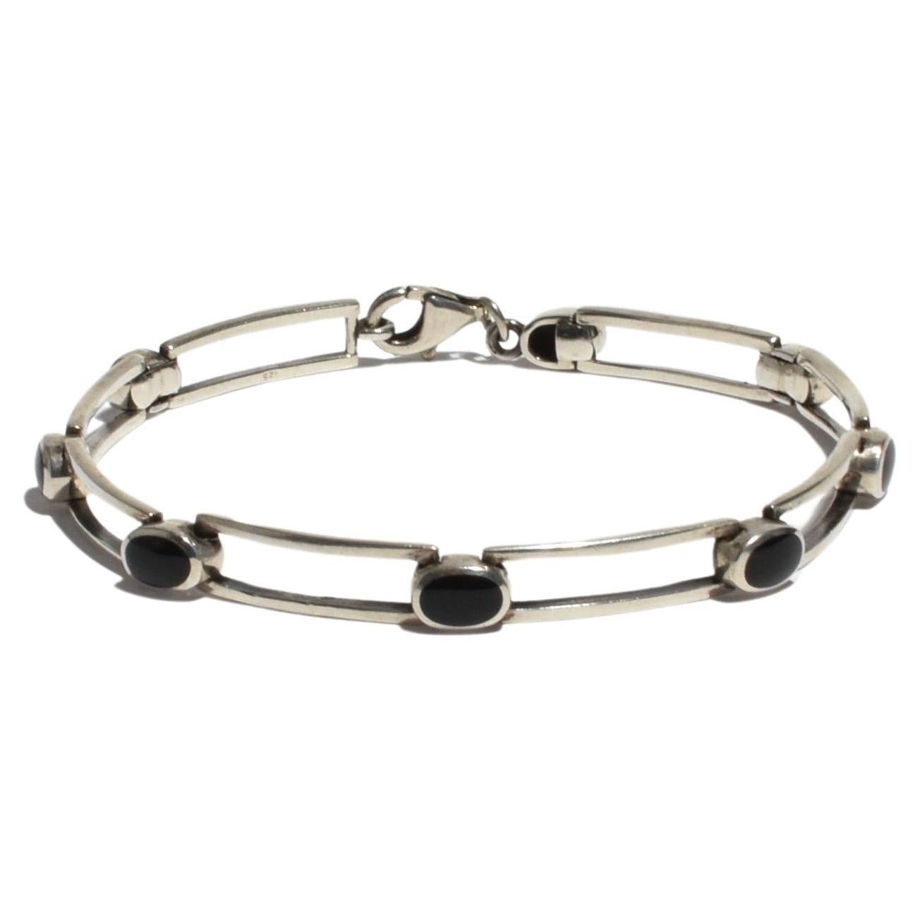 Silver Onyx Bracelet For Sale at 1stDibs
