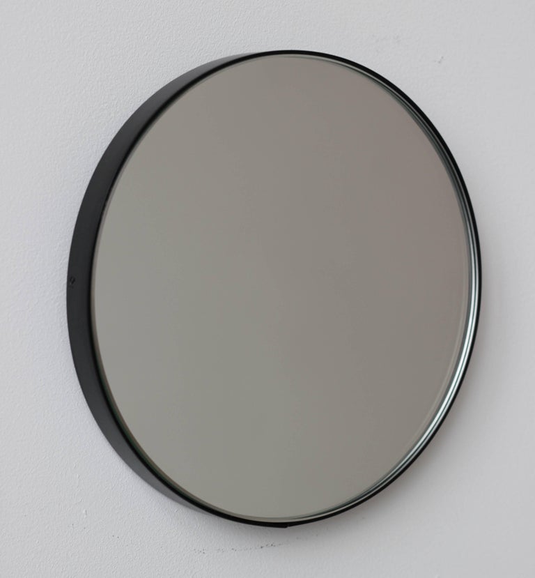 Orbis Round Art Deco Minimalist Bespoke Mirror with Black Frame ...