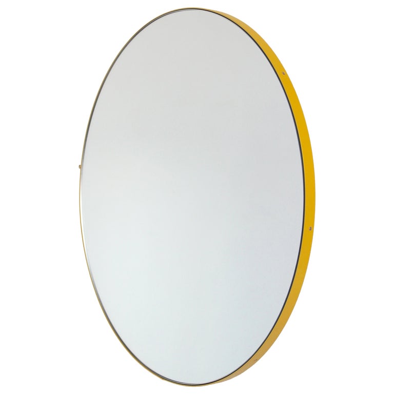 Orbis Round Modern Customisable Mirror with Yellow Frame - Small For ...