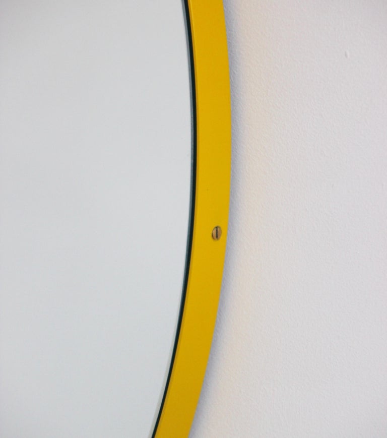 Orbis Round Modern Handcrafted Mirror with Yellow Frame - Medium For ...