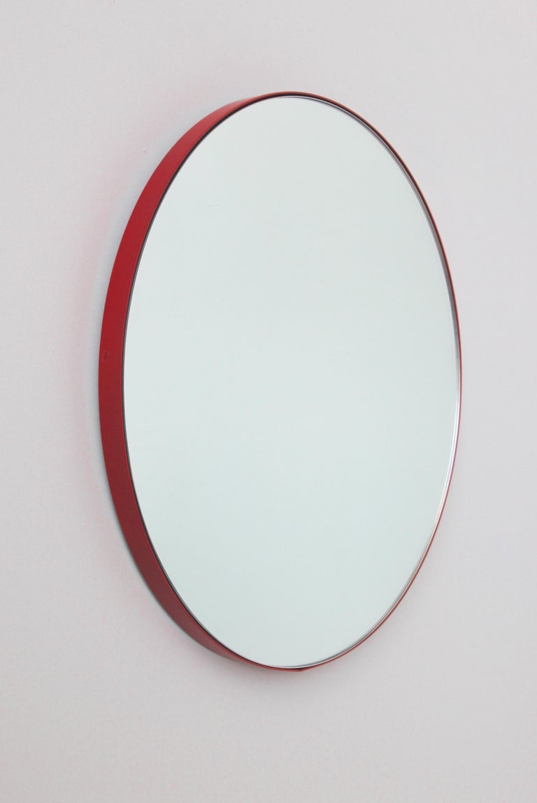 Orbis Round Modern Customisable Mirror with Red Frame - Oversized For ...