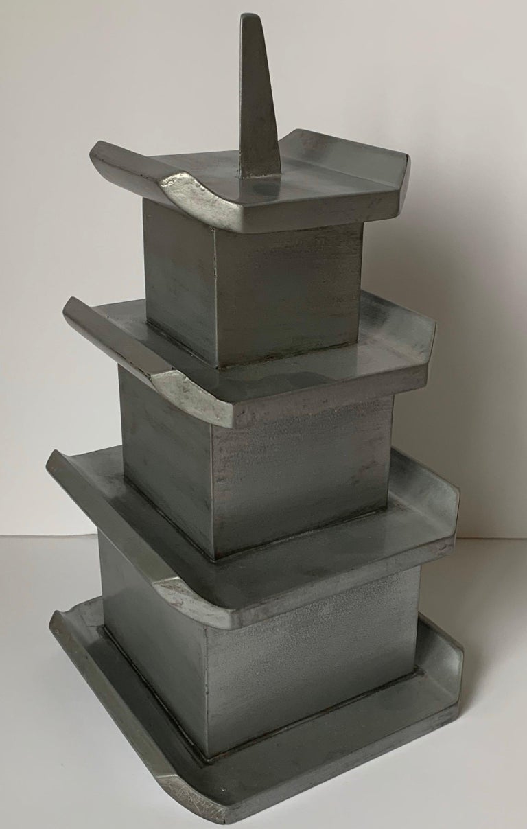 Silver Painted Wooden Pagoda Storage Box For Sale at 1stDibs | silver ...