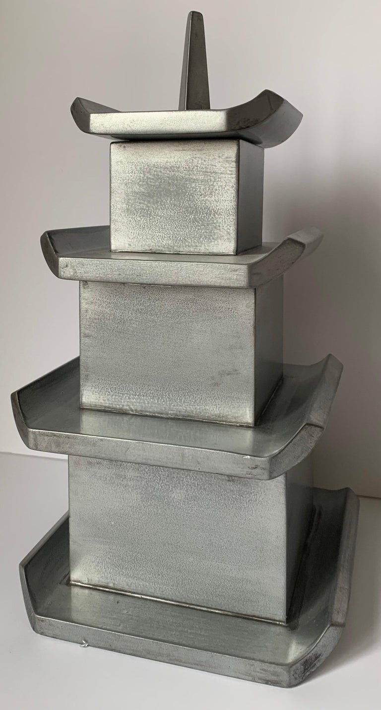 Silver Painted Wooden Pagoda Storage Box For Sale at 1stDibs | silver ...